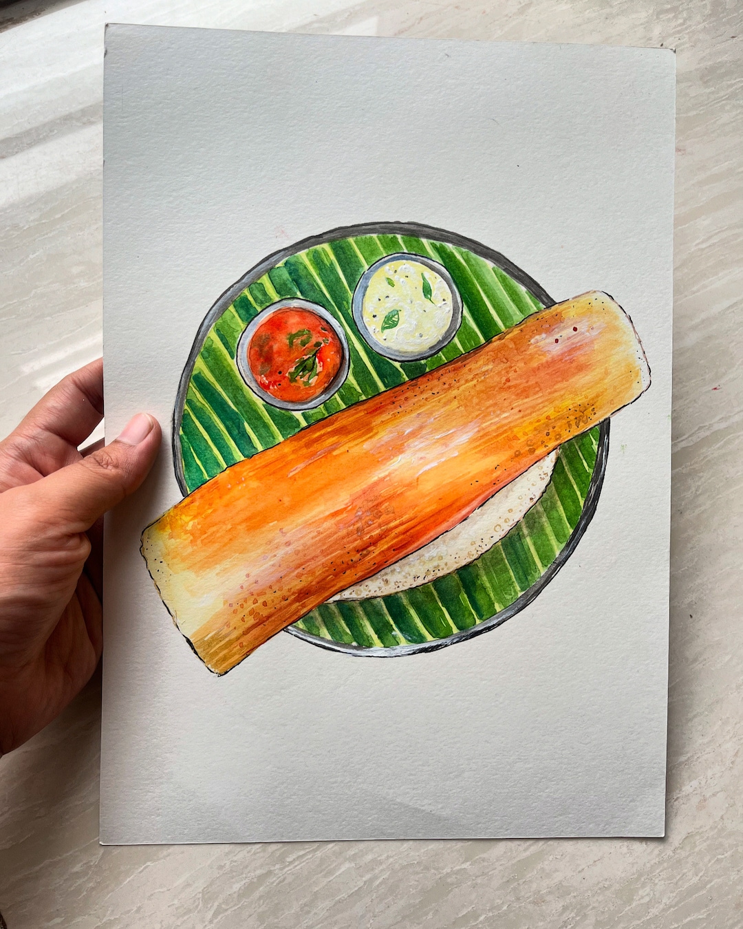 Masala Dosa Art Indian Food Watercolor Painting Art Digital Art Food ...