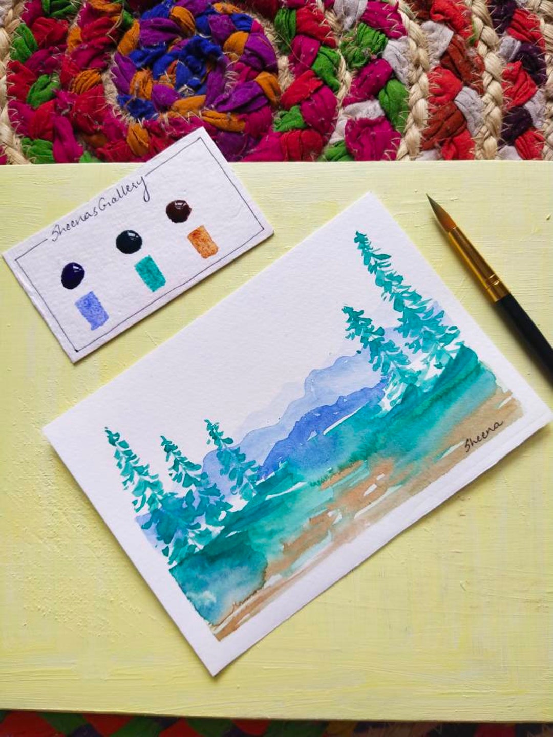 DIY Mini Painting Kit Simple Landscape, Watercolour Kit - Etsy