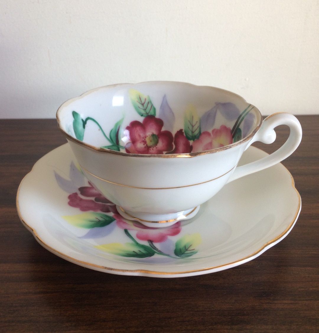 Gorgeous Delicate Fine Bone China Hand Painted Teacup and Saucer ...