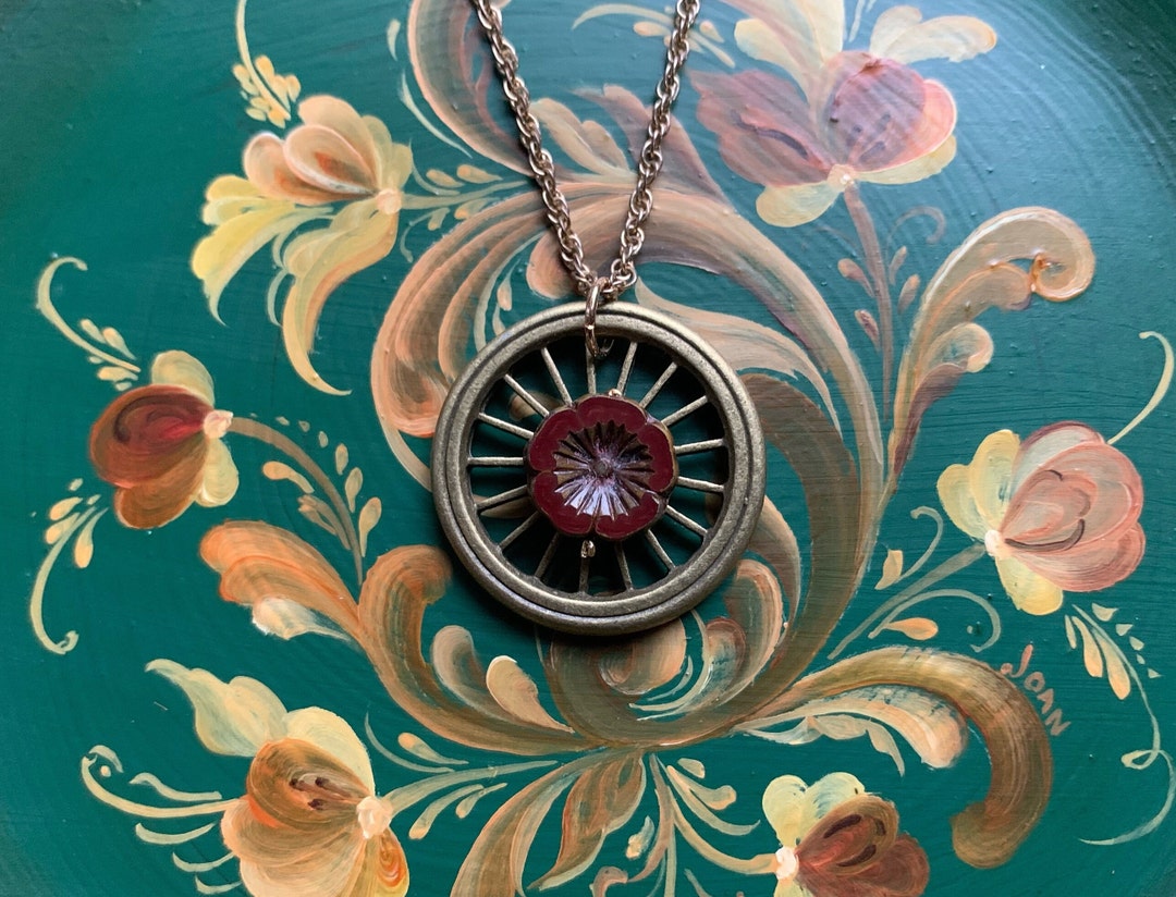 Made to Order Romani Flower & Chakra Wheel Pendant, Gold Chain, Roma ...