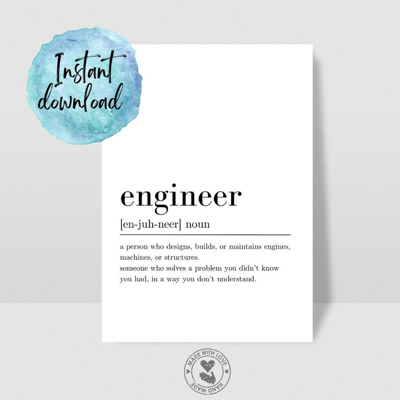 Engineer Funny Definition Quote Digital Download Wall Art - Etsy