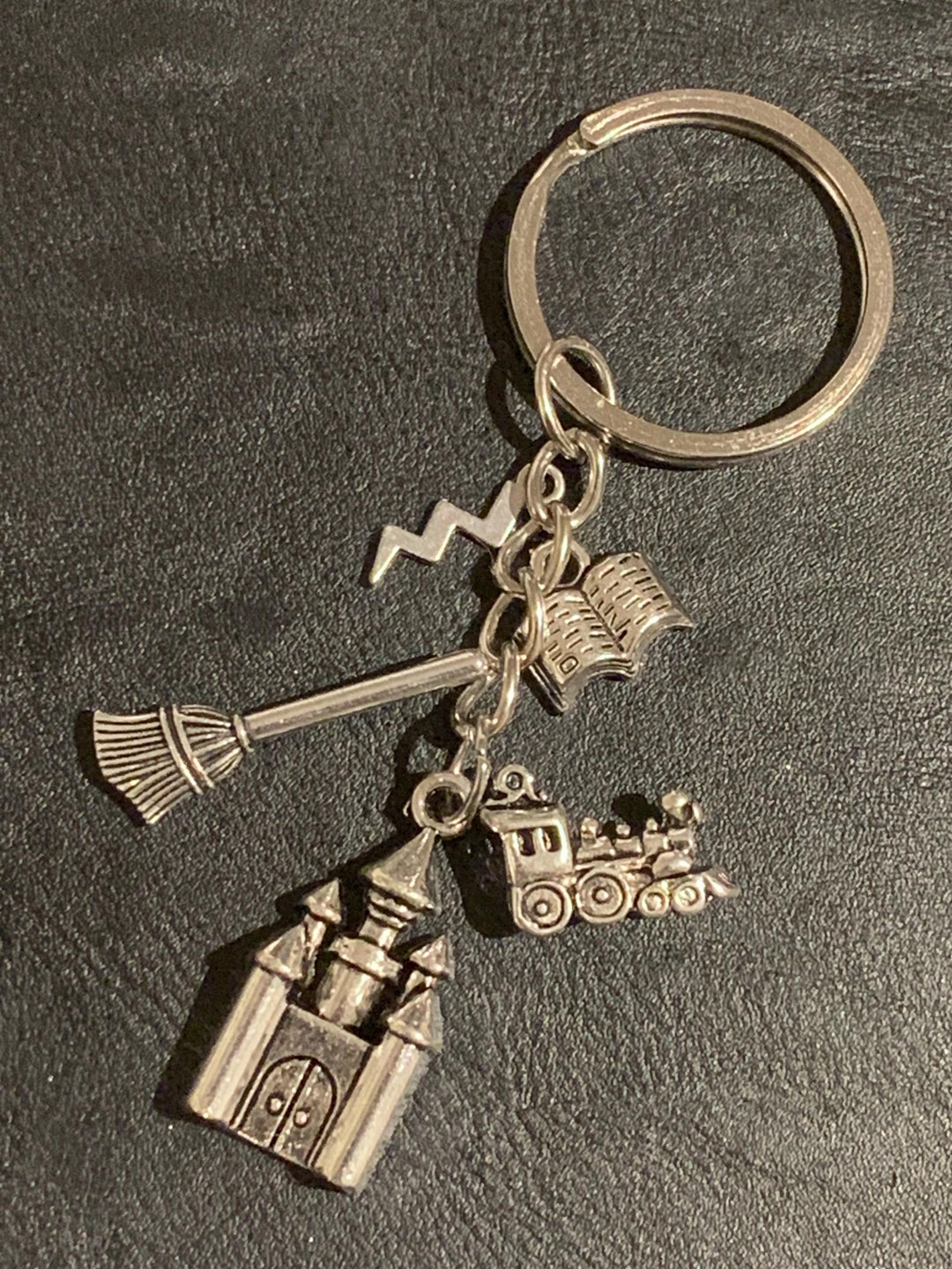 Wizard and Witches Theme Keyring, CHOOSE INITIAL, Wizard Castle Keyring ...