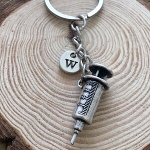 Syringe Key Ring, Personalized Nurse Keychain, Medical Keyring, Initial ...