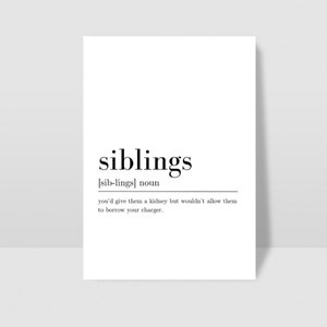 Siblings Definition Quote, Digital Download, Wall Art Print, INSTANT ...