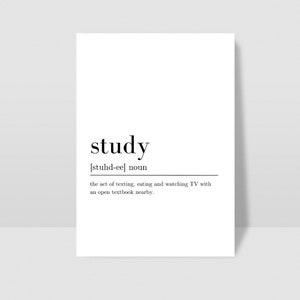 Study Definition Quote, Digital Download, Wall Art Print, INSTANT ...