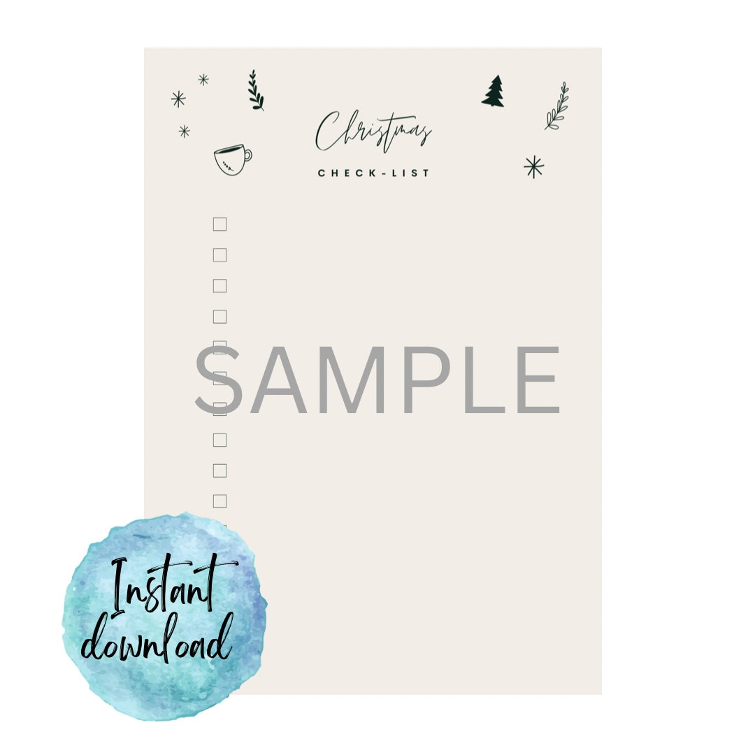 Christmas Tickbox Checklist, A4 Digital Download, Christmas List PDF ...