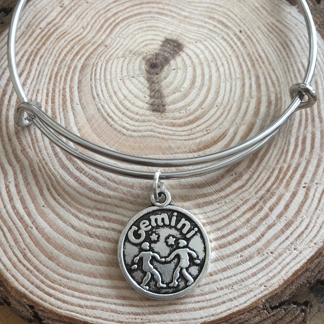 Gemini Adjustable Bangle Bracelet, Horoscope Bangle , Zodiac Bangle, Birth Sign, Star Sign ...