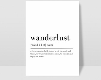 Wanderlust Definition Printable Art Minimalist Travel Quote Digital ...