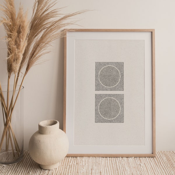 Woodblock Print, Geometric Art, Minimal Art, Boho Art - Etsy