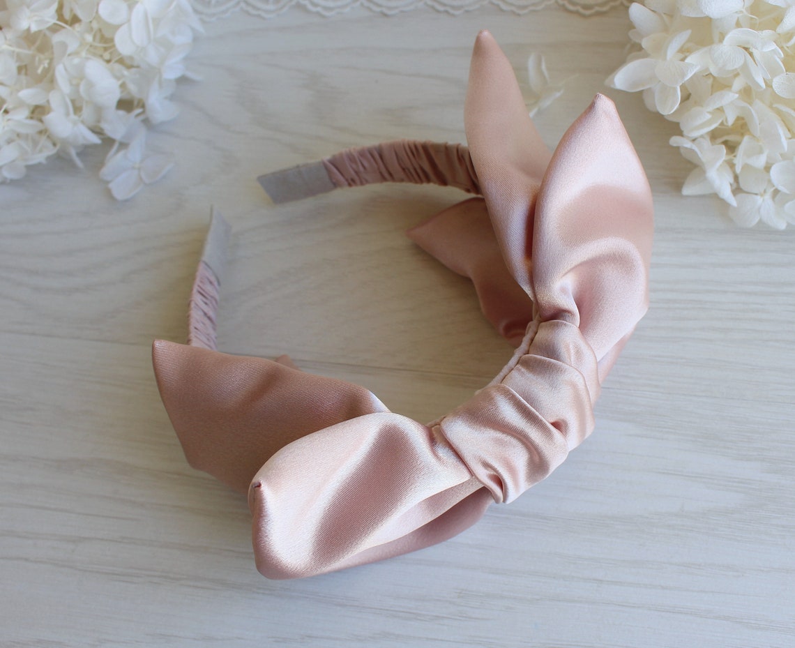 Blush Pink Bow Headbandbow Headbandparty Wedding | Etsy