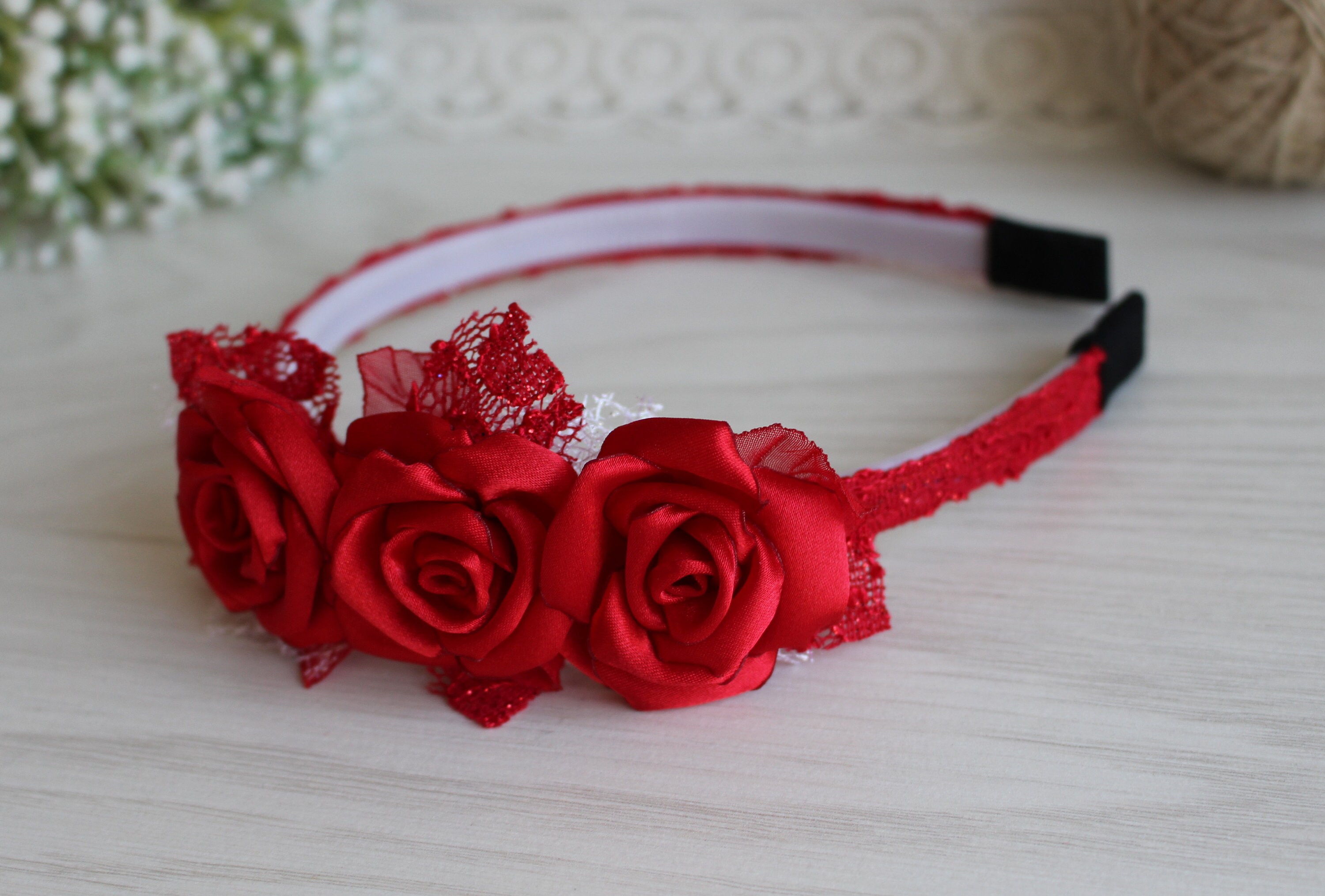 Red flower headbandRed rose headbandToddler Women girl | Etsy