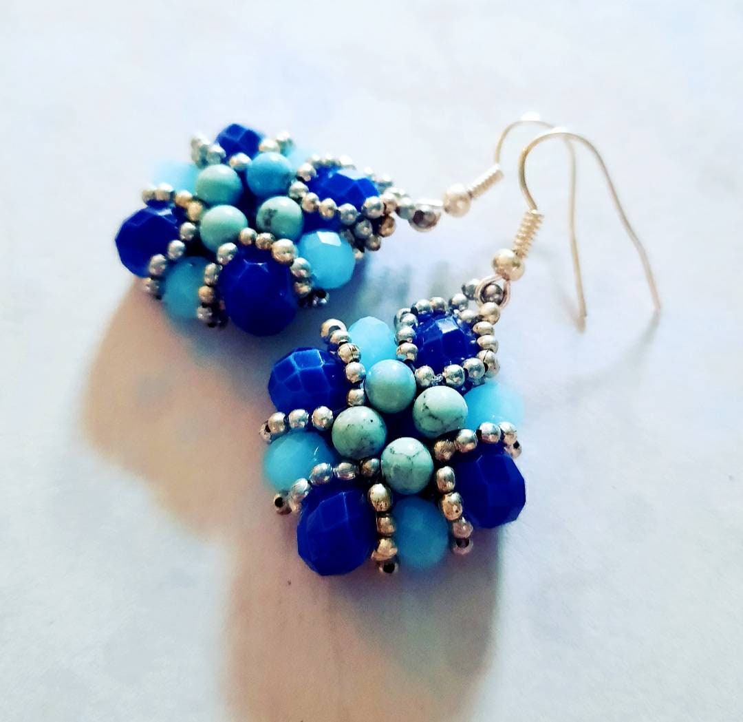 Baroque Earrings Sterling Solver and Shades of Blue - Etsy
