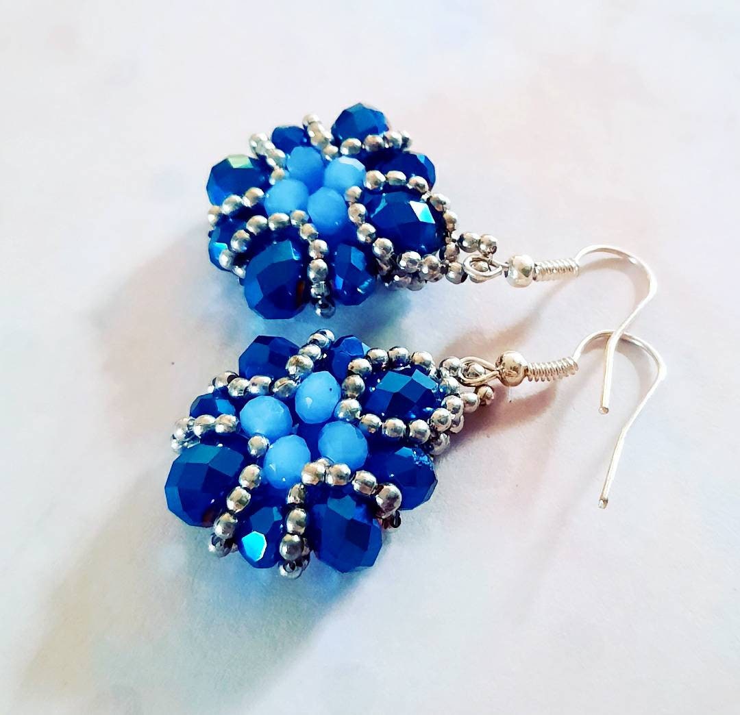 Baroque Earrings Sterling Solver and Shades of Blue - Etsy