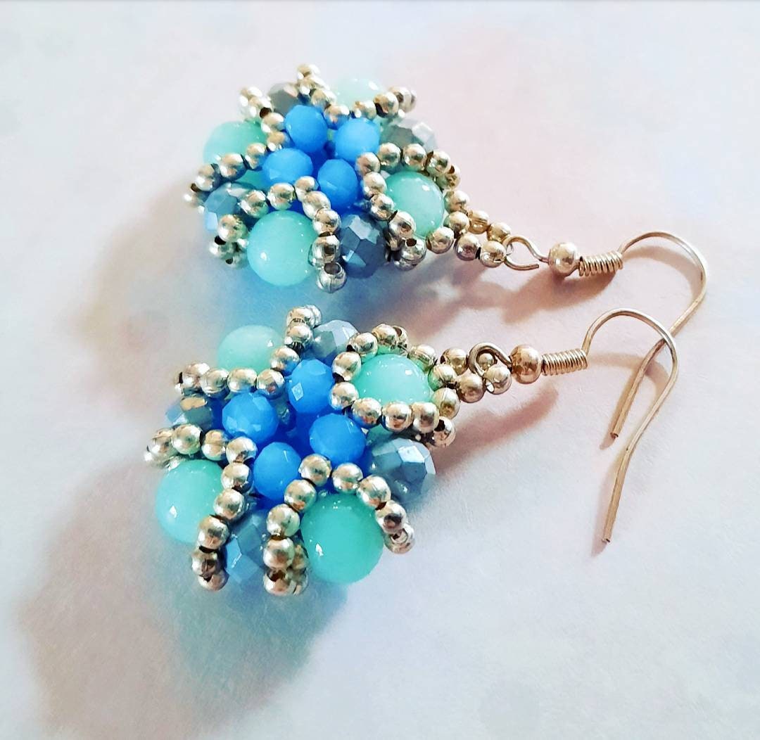 Baroque Earrings Sterling Solver and Shades of Blue - Etsy