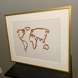 Original Gold Leaf World Map Outline Art Decor in Black/white/gold ...