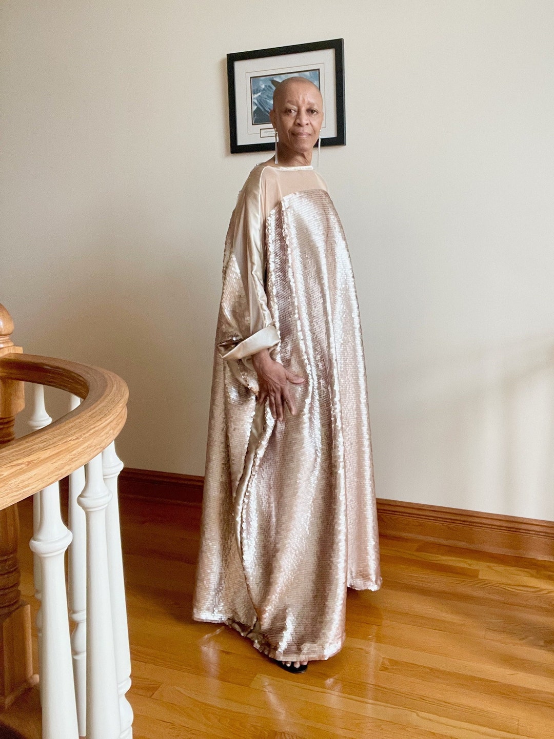 Sequin Boubou: Metallic Pale Pink Gold Shell Sequins - Etsy