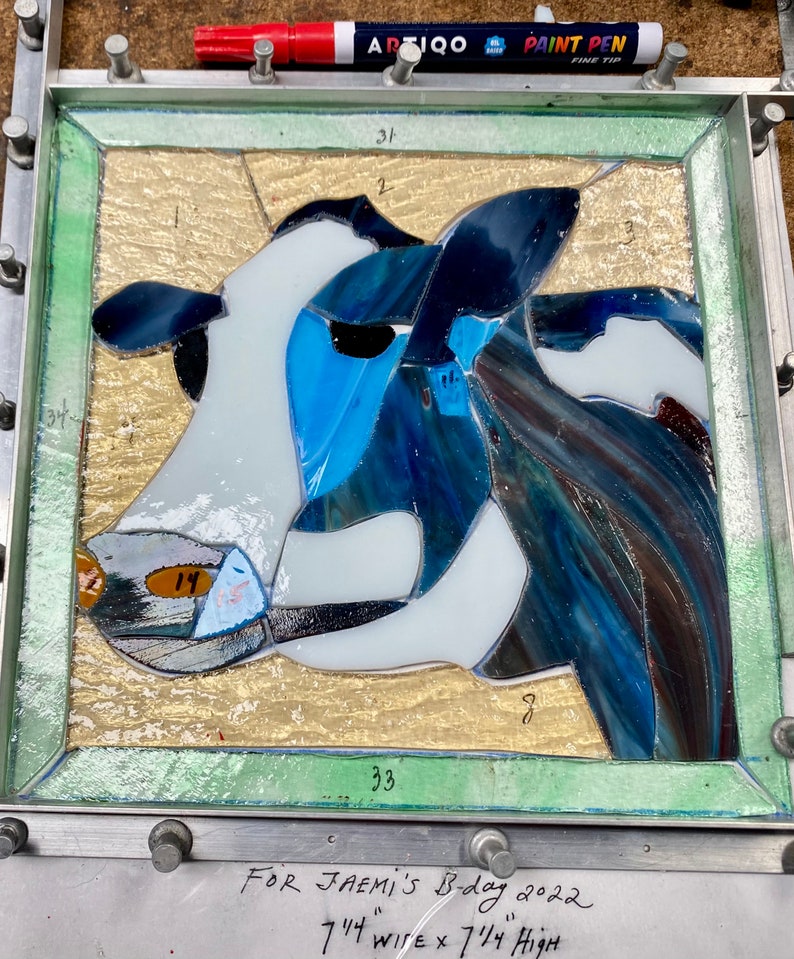 Cow Stained Glass Panel 8 X 8 Original Design From | Etsy