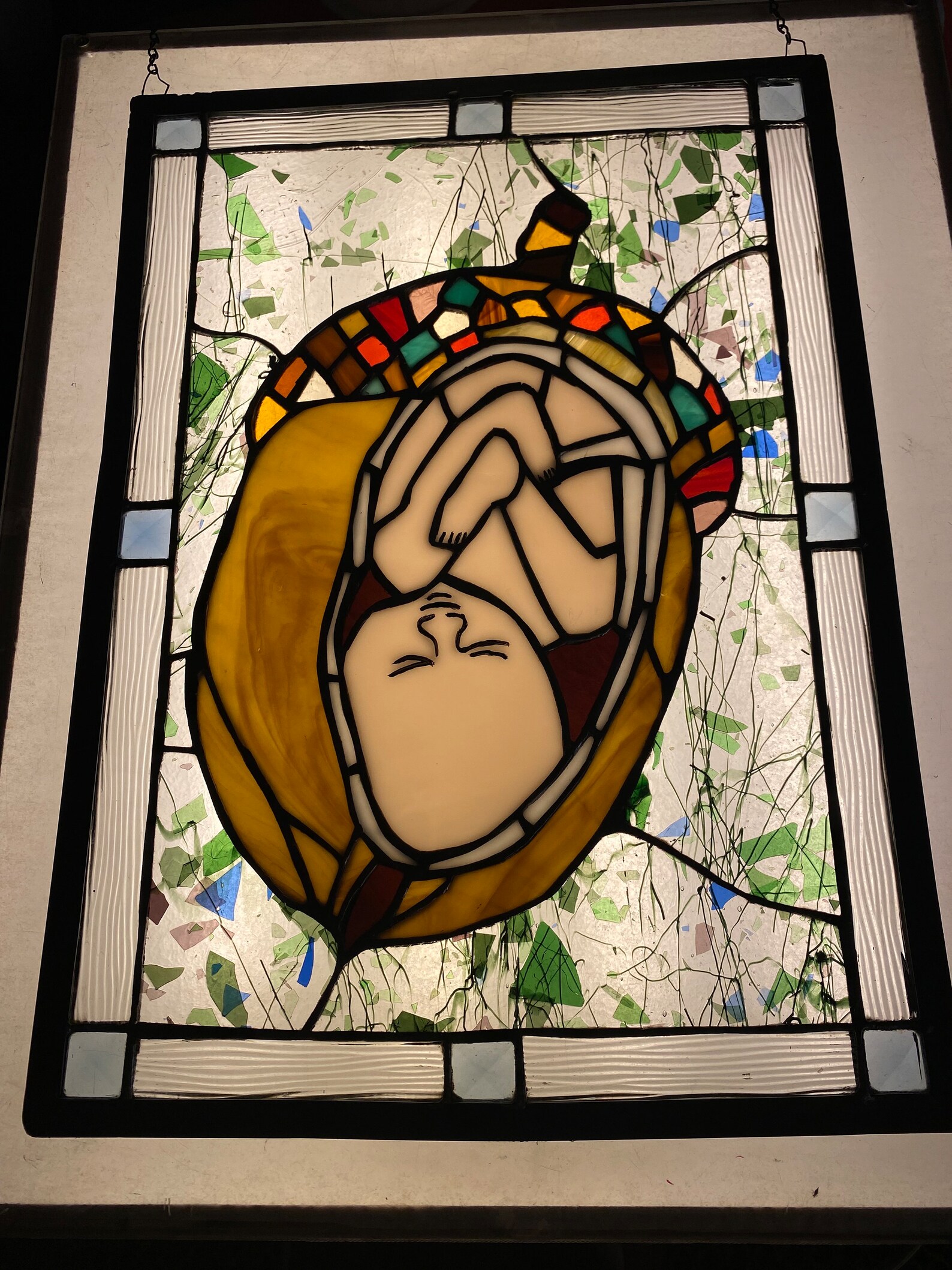 Baby in Acorn Stained Glass Panel: Birthing Center Art (13" X 17.5") - Etsy