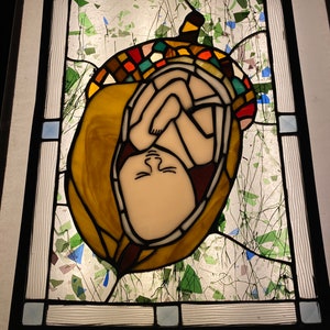 Baby in Acorn Stained Glass Panel: Birthing Center Art (13" X 17.5") - Etsy