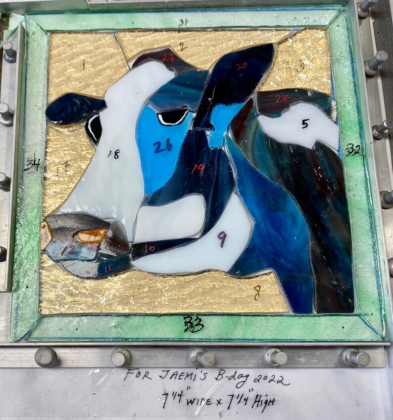 Cow Stained Glass Panel: 8" Abstract Art Window Hanging - Etsy