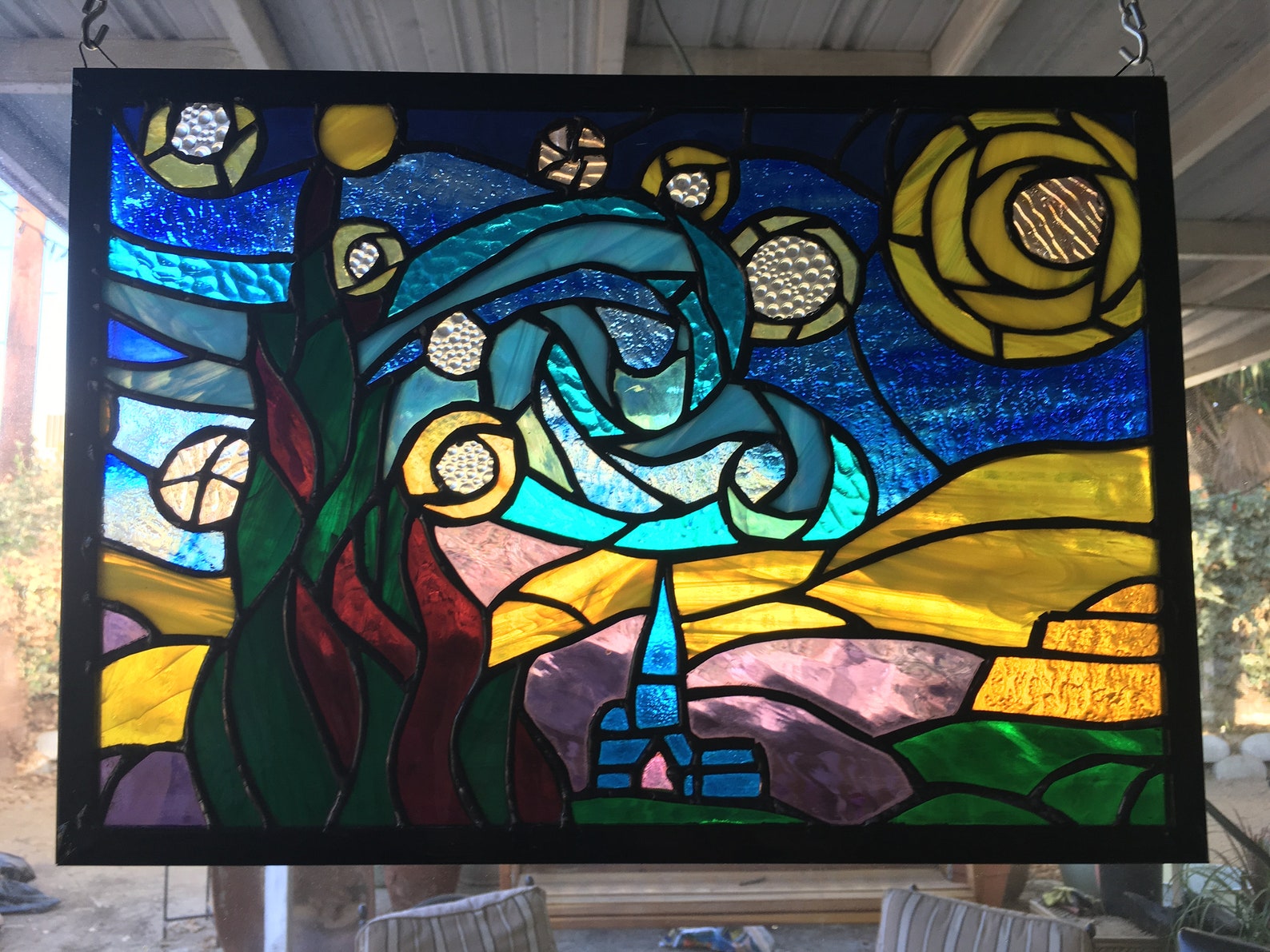 Starry Starry Nite Stained Glass Panel Approx. 12 X | Etsy