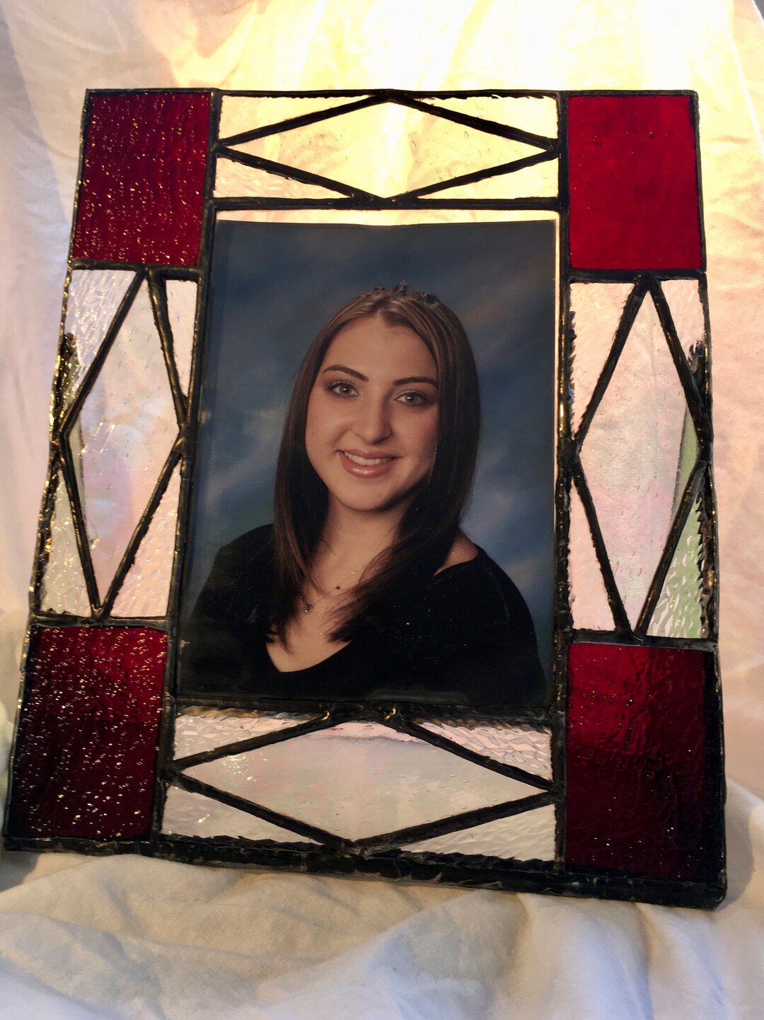 Stained Glass Frame - Diamond Sides - Approx 8 1/2" X 10 1/2" Heirloom ...