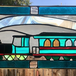 Handcrafted Stained Glass Train Panel: Whimsical Window Art (8" X 16 ...