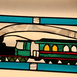 Handcrafted Stained Glass Train Panel: Whimsical Window Art (8" X 16 ...
