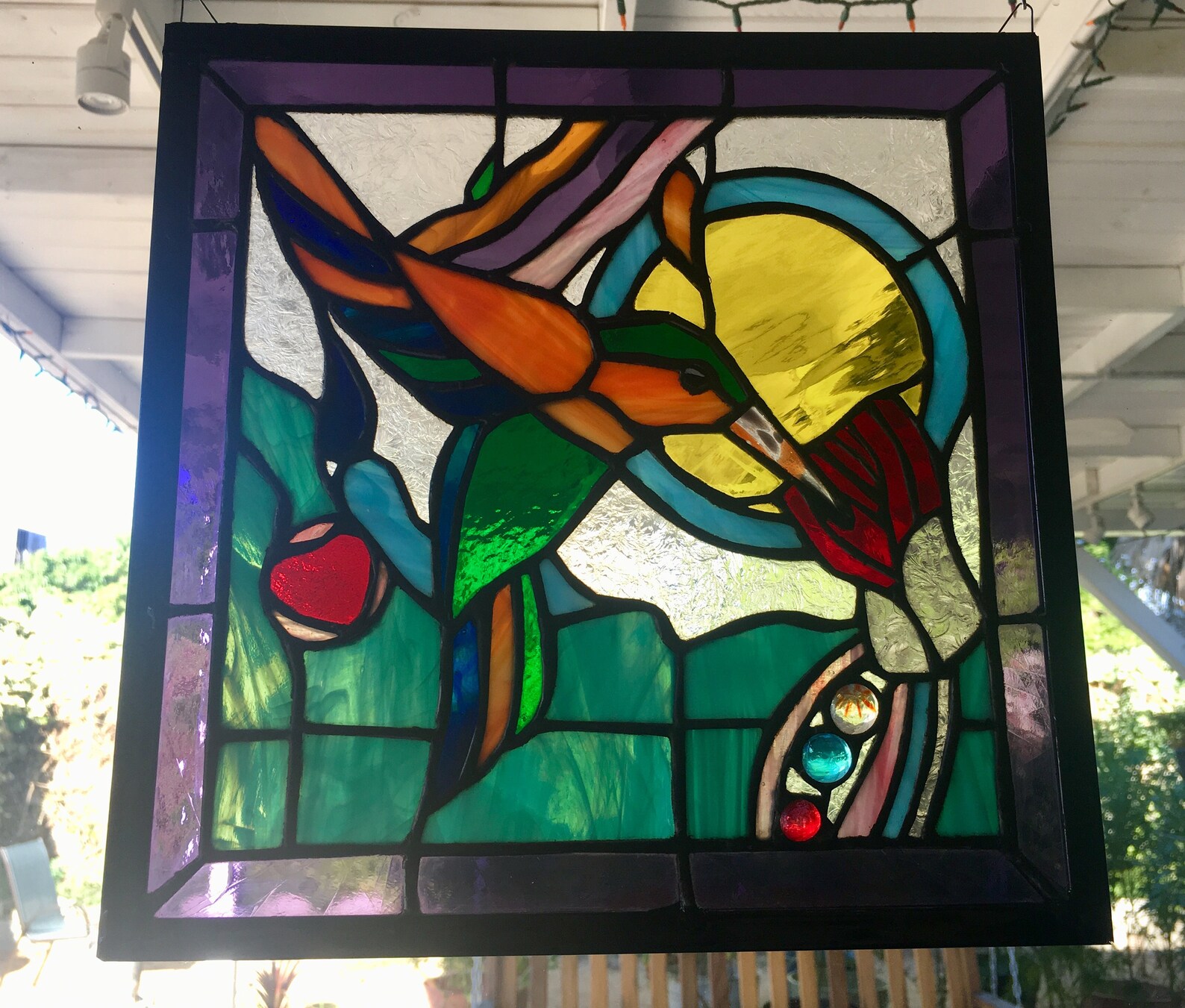 Hummingbird Stained Glass Panel 12 Square 1/2 Zinc - Etsy