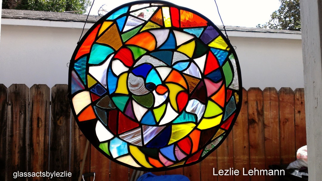 Stained Glass Spiral Panel – Colorful Window Hanging (14 Inch) - Etsy