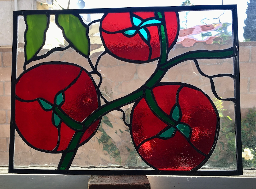 Tomatoes on Vine Stained Glass Panel: Summer Garden Decor - Etsy