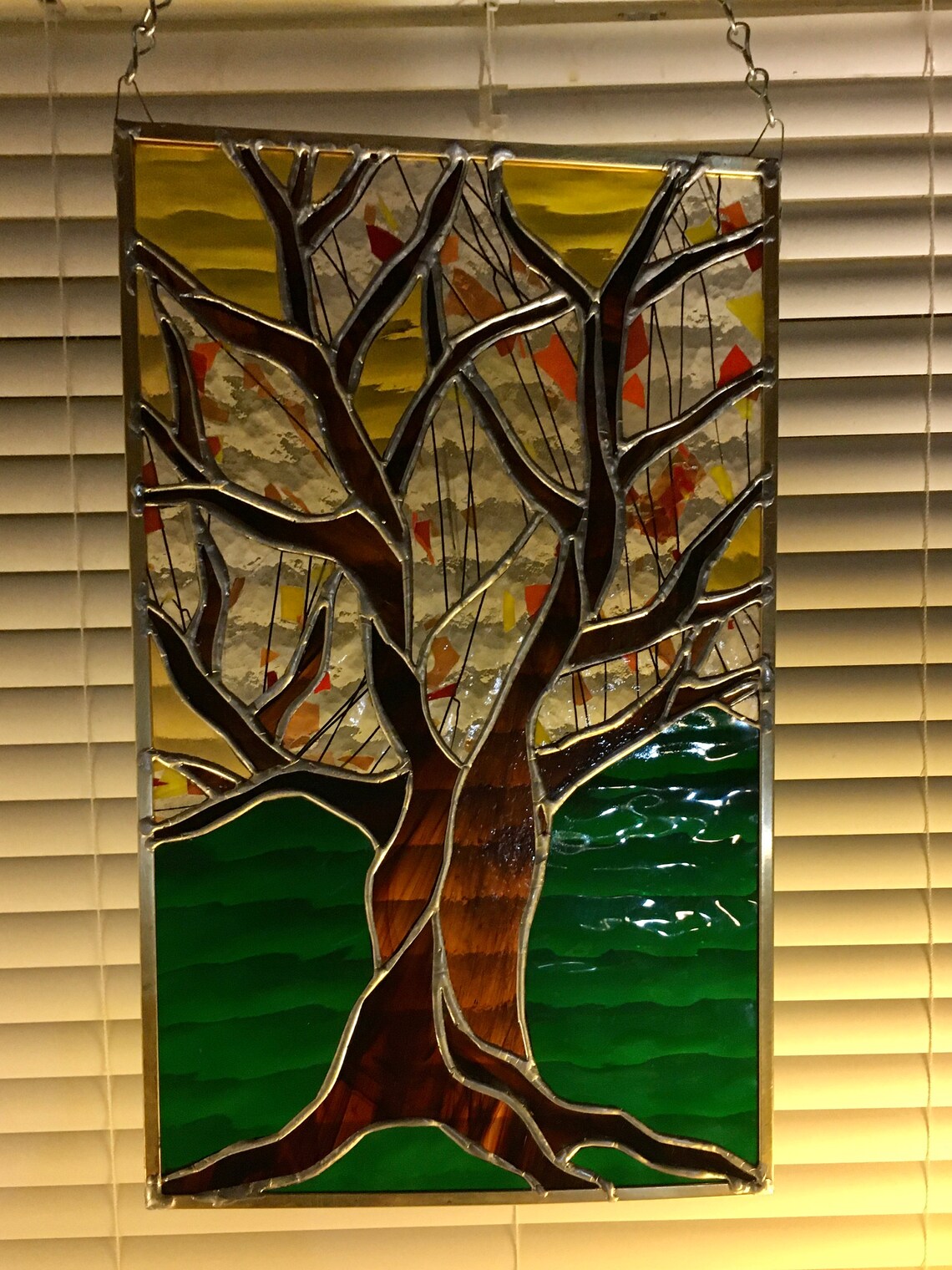 Autumn Tree Stained Glass Panel 11x17 Brasss - Etsy UK