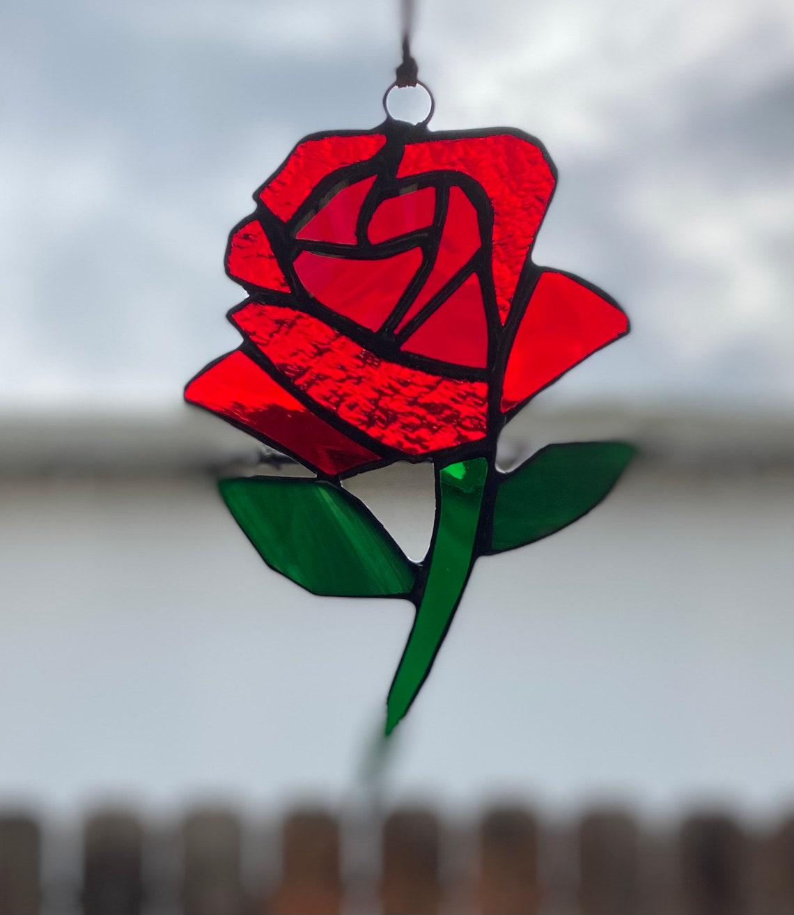 Rose Suncatcher Stained Glass Approx 5 X 7 Any | Etsy