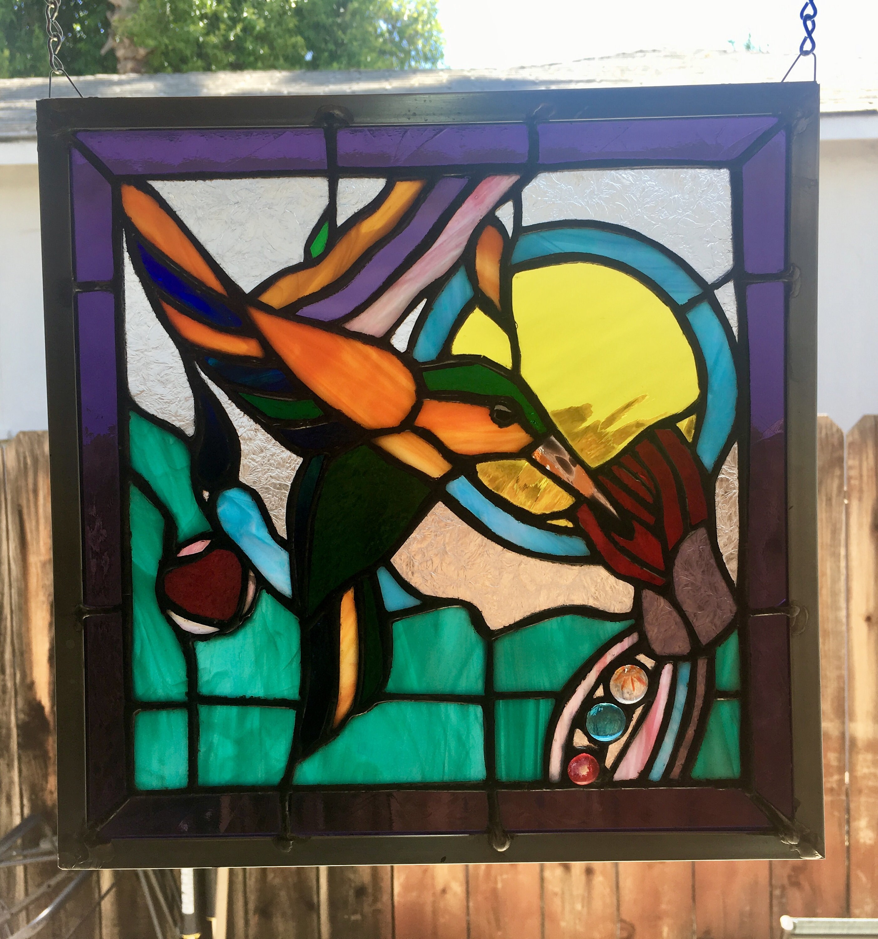Hummingbird Stained Glass Panel 12 Square 1/2 Zinc - Etsy