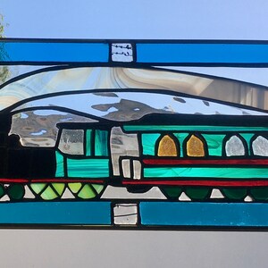 Handcrafted Stained Glass Train Panel: Whimsical Window Art (8" X 16 ...