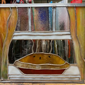 Pie on Windowsill Stained Glass Panel - Farmhouse Window Art (12" X 14 ...