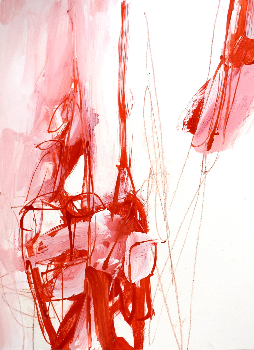 Original Abstract Painting: "red Lines" 2020, 9” X 12”, Acrylic on ...