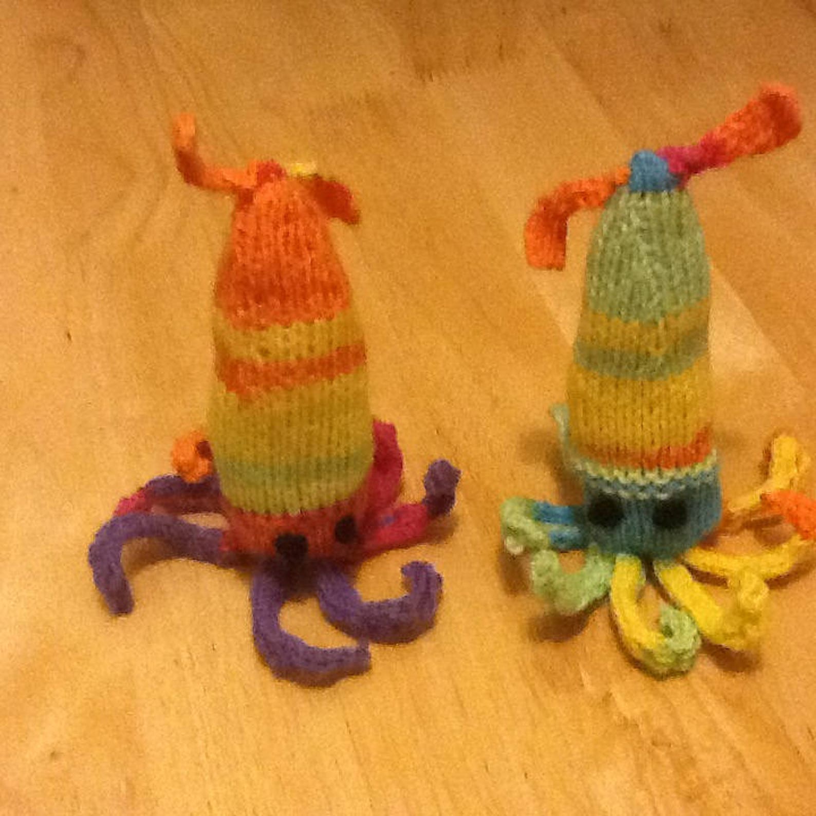 Squishy Squid Hand Knitted in Rainbow Acrylic Yarn. Soft and Cuddly ...
