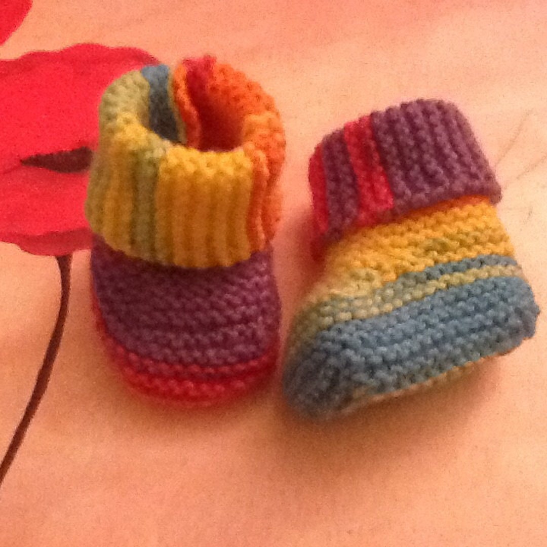 Funky Hand Knitted Baby Booties, Turn Down Cuff. Boy or Girl Your ...