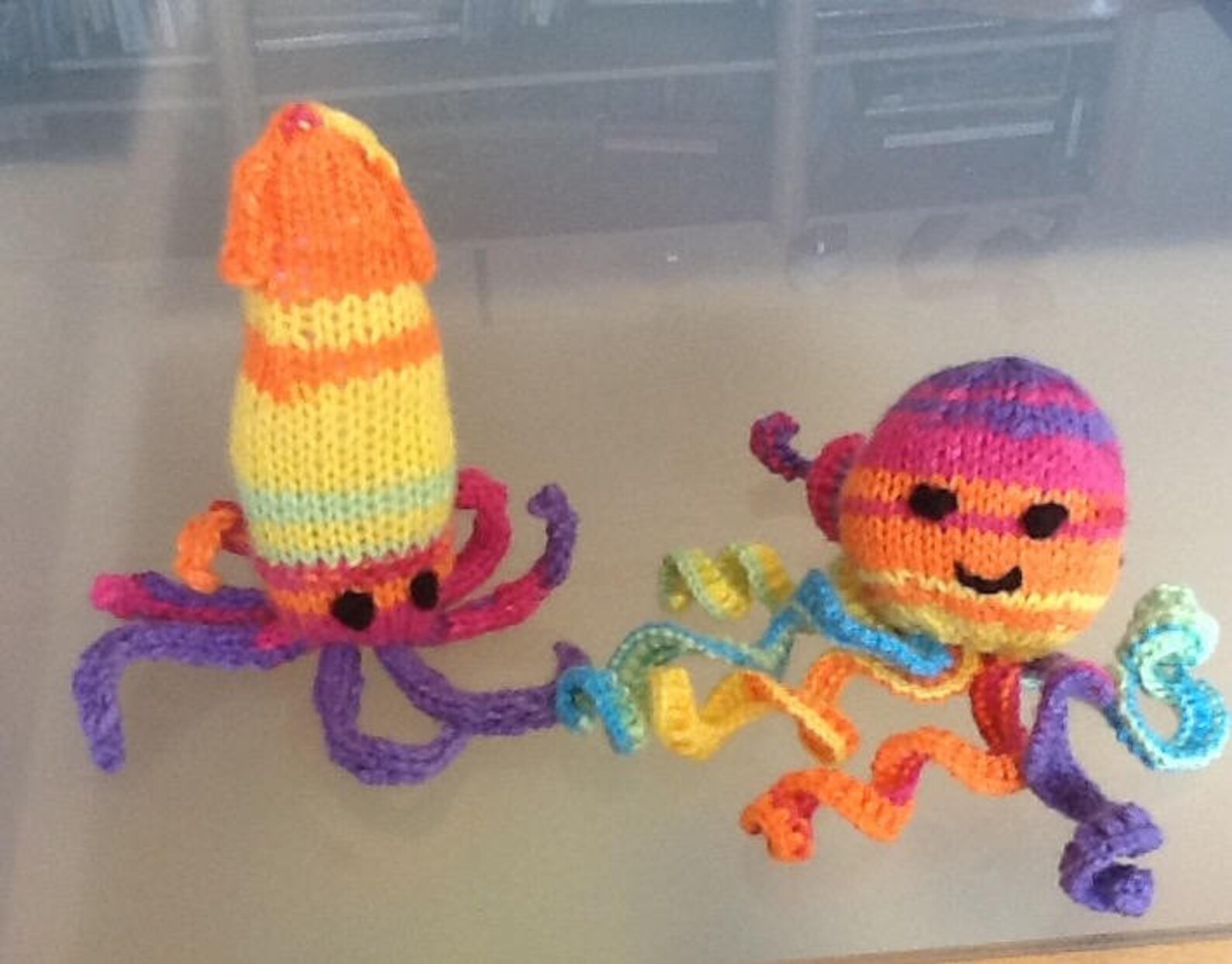 Squishy Squid Hand Knitted in Rainbow Acrylic Yarn. Soft and Cuddly ...