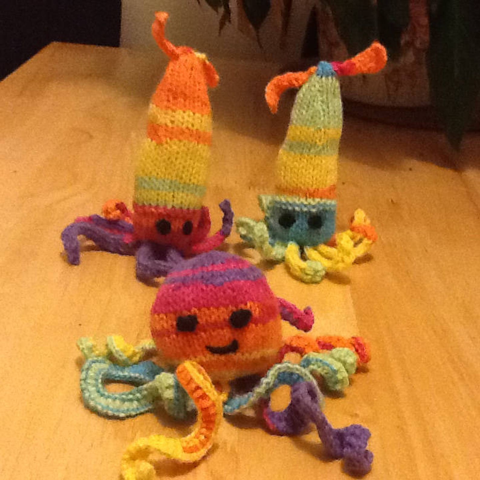 Squishy Squid Hand Knitted in Rainbow Acrylic Yarn. Soft and Cuddly ...