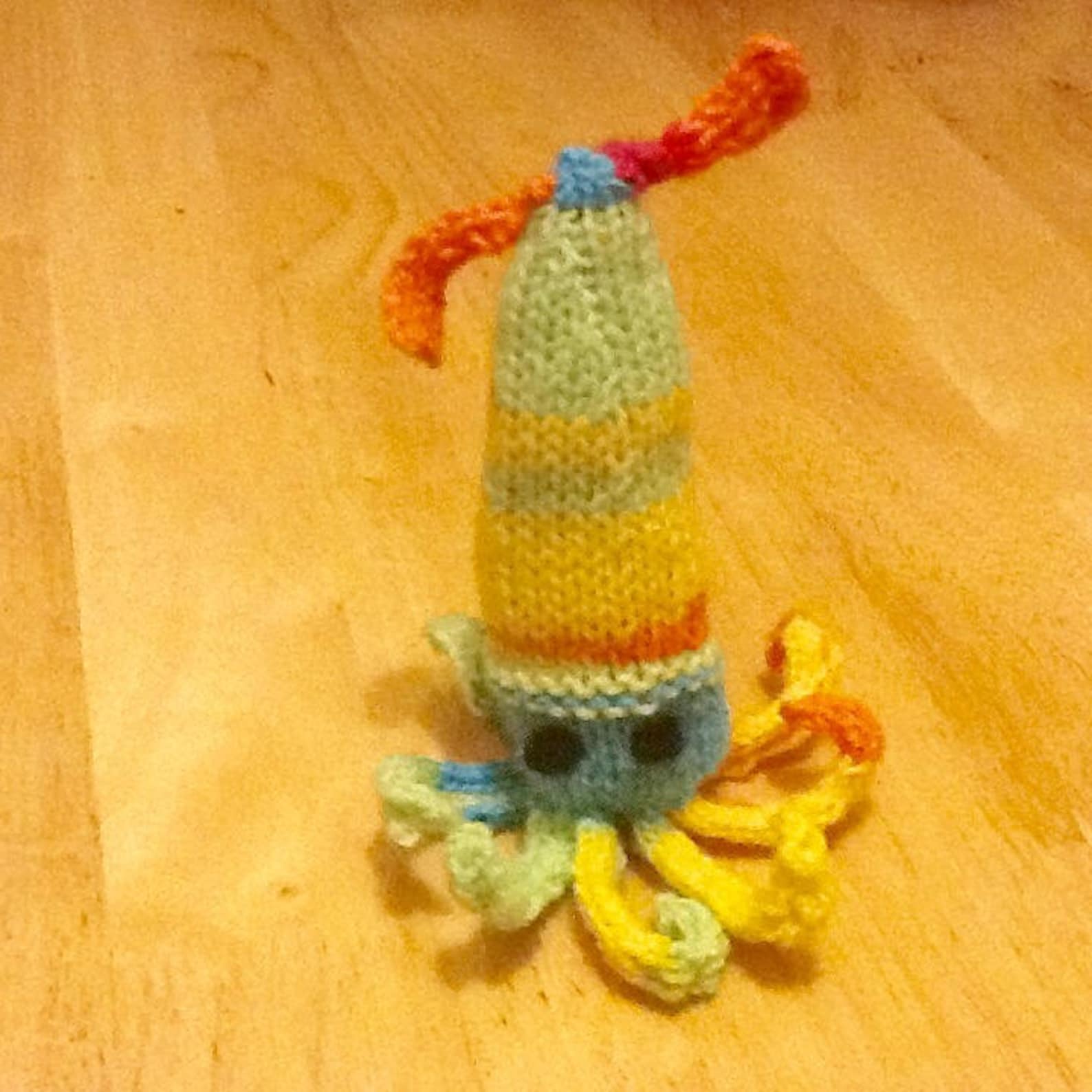 Squishy Squid Hand Knitted in Rainbow Acrylic Yarn. Soft and Cuddly ...