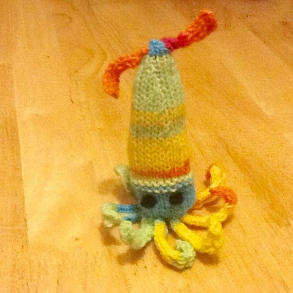 Squishy Squid Hand Knitted in Rainbow Acrylic Yarn. Soft and | Etsy