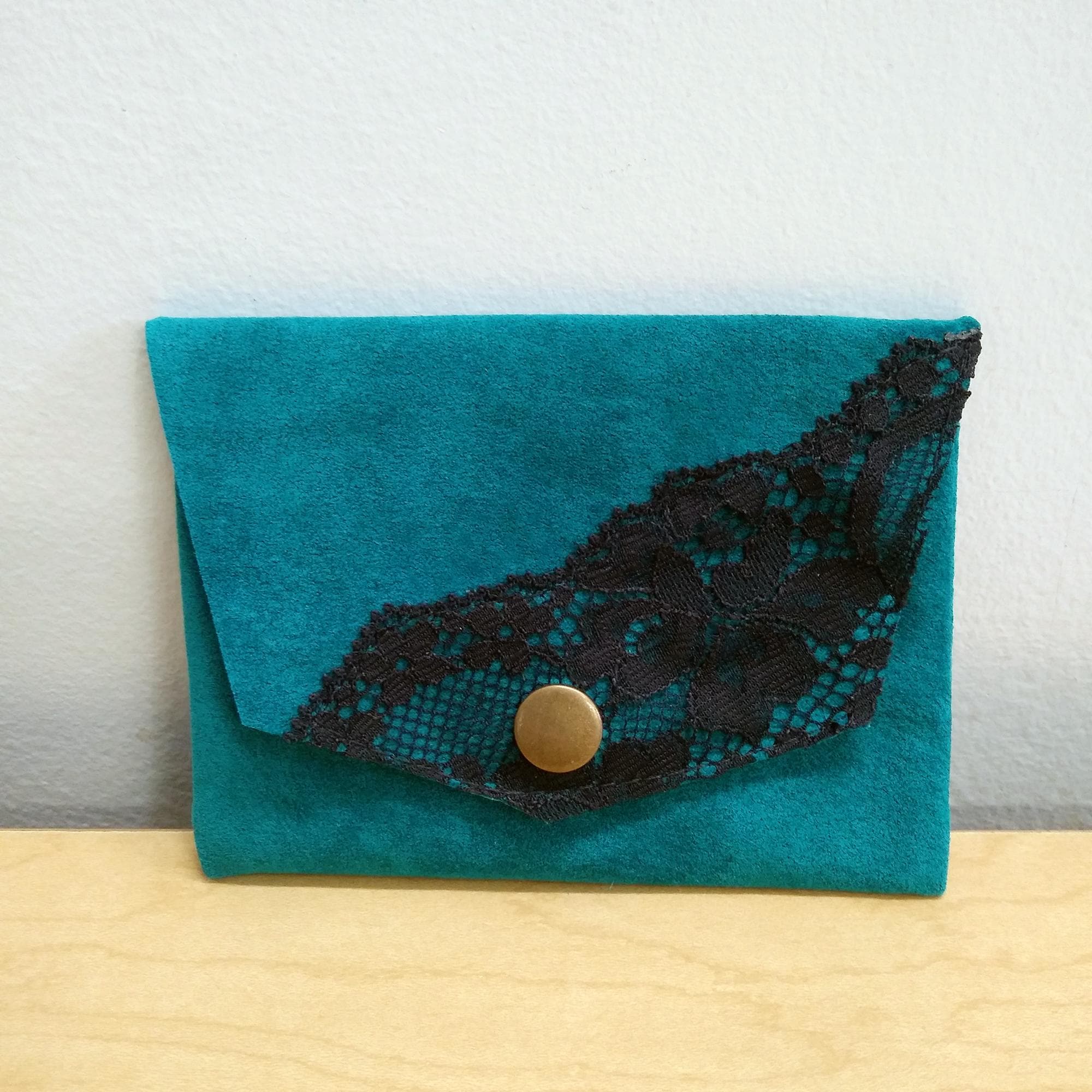 Tiny Suede and Lace Wallet. Possibility to Put 6-15 Cards or More ...