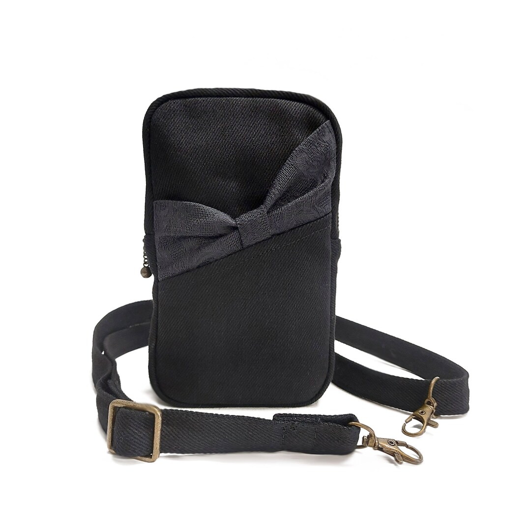 Black Multifunctional Bag With Front Grey Bow Pocket. Travel Bag Can Be ...
