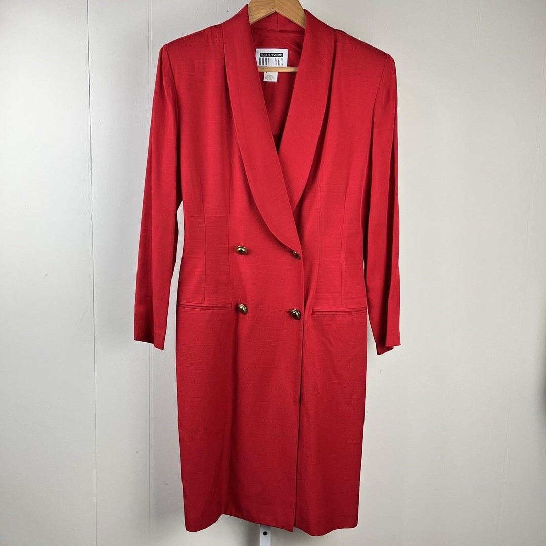 Vintage 80s Lois Snyder Dani Max Suit Dress Womens 8 Red Double ...