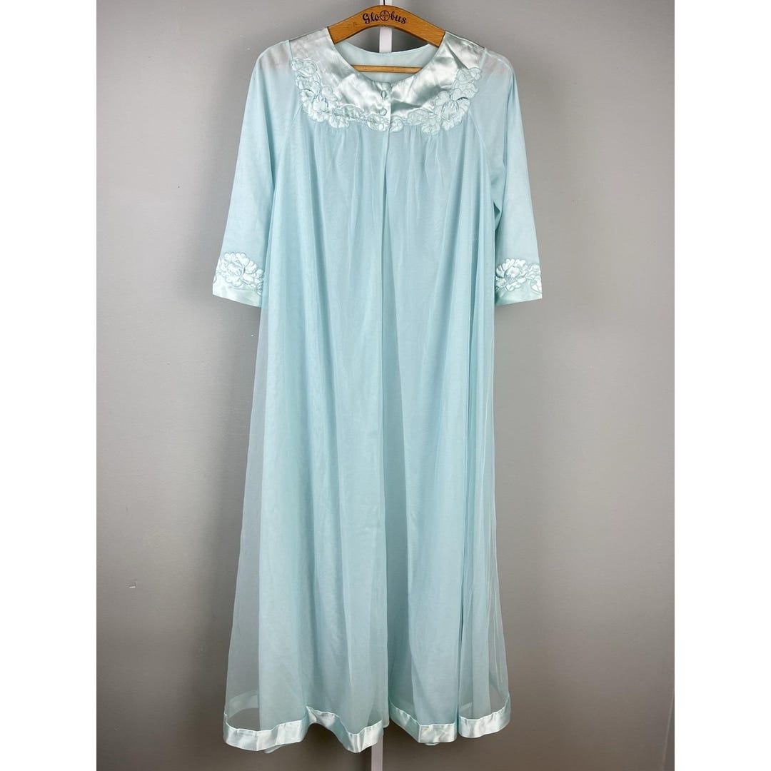 Vintage Gossard Artemis Peignoir Robe Womens Small Light Aqua Blue ...
