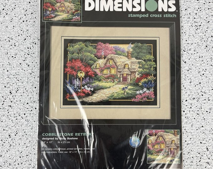 Dimensions Stamped Cross Stitch Kit Cobblestone Retreat 2001 New Sealed ...