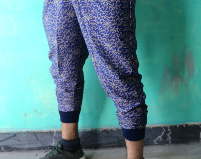 JACKFRUIT Papaya Pants Afro Disco Blue Cotton Unisex Crazy Pattern ...