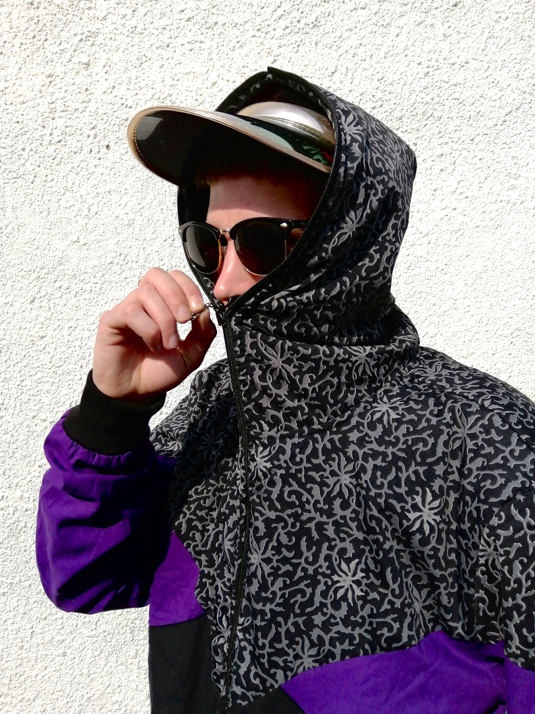 Red Velvet Shell Suit Hoodie - 90s Streetwear Burning Man Red Velvet Shell Suit Hoodie - 90s Streetwear Burning Man